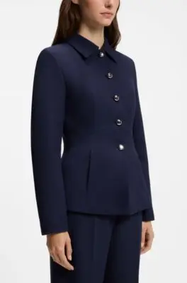 Hugo Regular-fit Blazer With Peplum Hem And Metal Trims