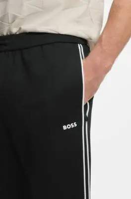 BOSS Triangle-jacquard Track Pants With Rubberized Logo