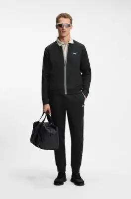 BOSS Triangle-jacquard Track Pants With Rubberized Logo