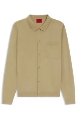 Hugo Regular-fit Knit Jacket With Ribbed Trims - Beige