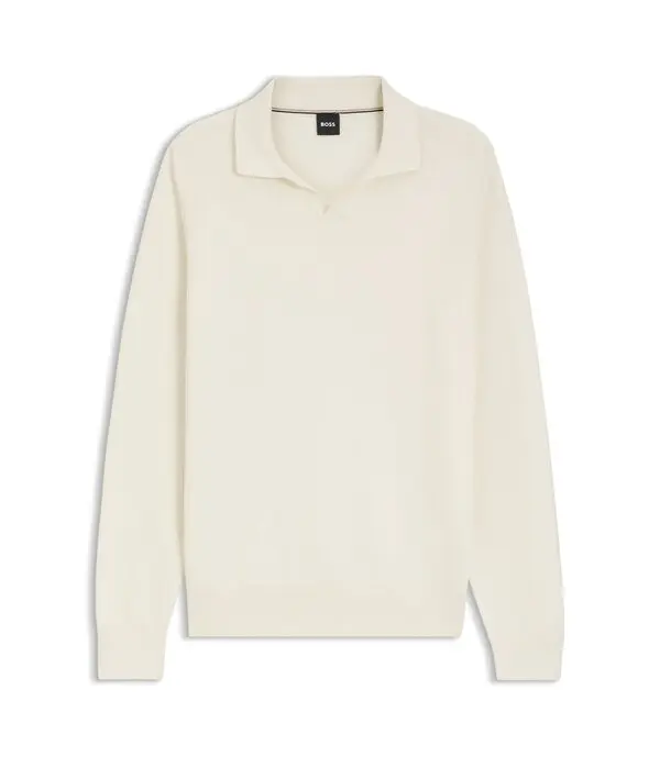 BOSS Knitted Cotton Sweater With Johnny Collar