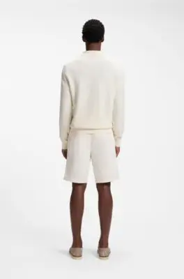 BOSS Knitted Cotton Sweater With Johnny Collar