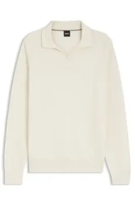 BOSS Knitted Cotton Sweater With Johnny Collar