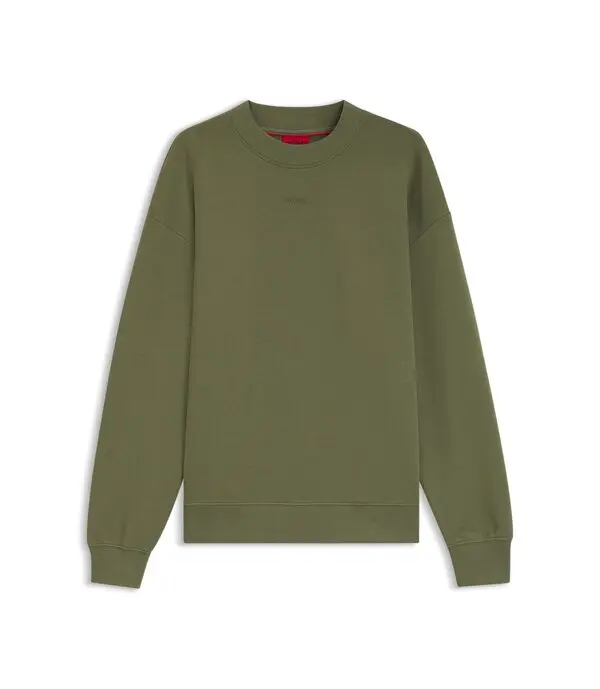 Hugo Relaxed-fit Cotton Sweatshirt With Logo Detail - Light Green