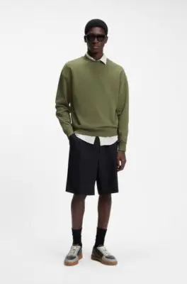 Hugo Relaxed-fit Cotton Sweatshirt With Logo Detail - Light Green