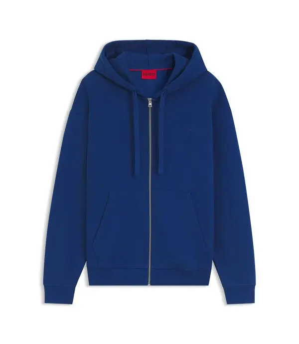 Hugo Cotton Terry Zip-up Hoodie With Logo Print
