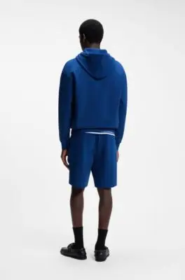 Hugo Cotton Terry Zip-up Hoodie With Logo Print