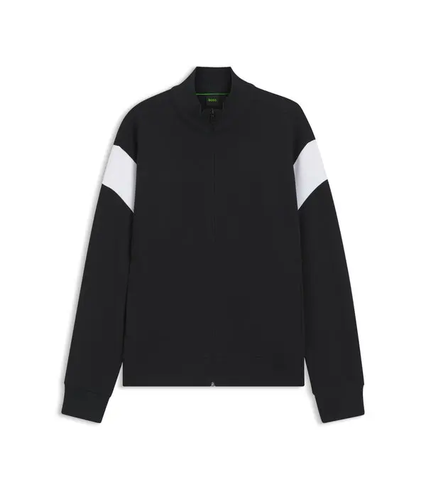 BOSS Zippered Cotton-blend Sweatshirt With Contrast Inserts