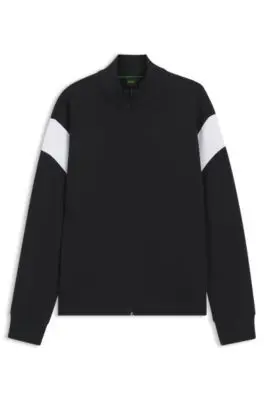 BOSS Zippered Cotton-blend Sweatshirt With Contrast Inserts