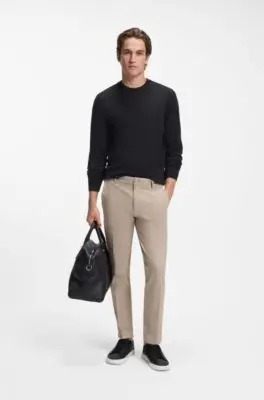 BOSS Merino Wool Crew Neck Sweater - Black