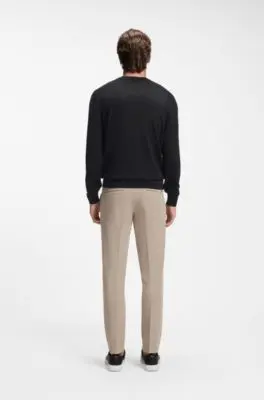 BOSS Merino Wool Crew Neck Sweater - Black