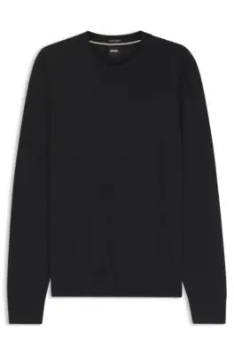 BOSS Merino Wool Crew Neck Sweater - Black