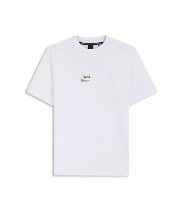BOSS Regular-fit Photoprint T-shirt In Stretch Cotton - White