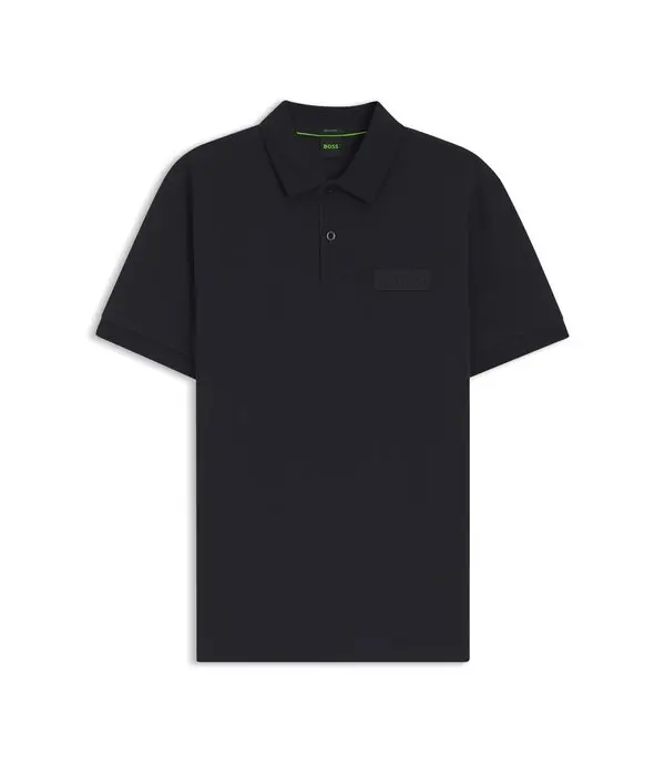 BOSS Paddy Polo Shirt With Structured Logo Patch - Dark Blue