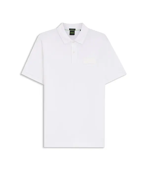 BOSS Paddy Polo Shirt With Structured Logo Patch - White