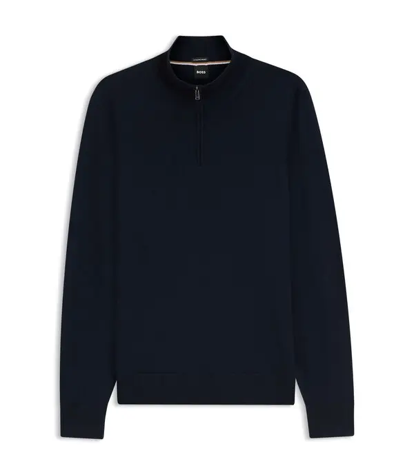 BOSS Merino Wool Quarter Zip Sweater