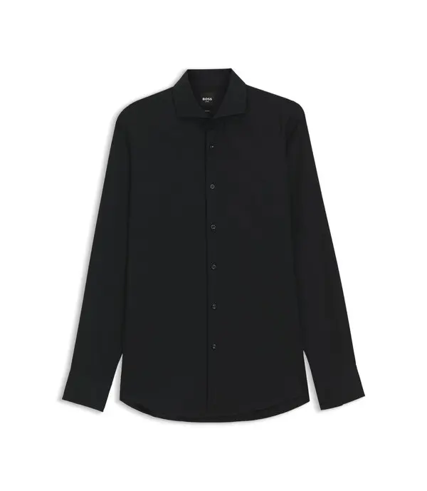 BOSS One Slim-fit Shirt In Wrinkle-resistant Oxford Cotton - Black