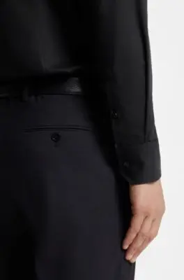 BOSS One Slim-fit Shirt In Wrinkle-resistant Oxford Cotton - Black