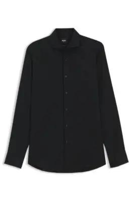 BOSS One Slim-fit Shirt In Wrinkle-resistant Oxford Cotton - Black
