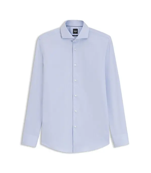 BOSS One Slim-fit Shirt In Wrinkle-resistant Oxford Cotton - Light Blue