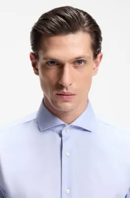 BOSS One Slim-fit Shirt In Wrinkle-resistant Oxford Cotton - Light Blue