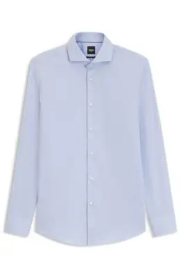 BOSS One Slim-fit Shirt In Wrinkle-resistant Oxford Cotton - Light Blue