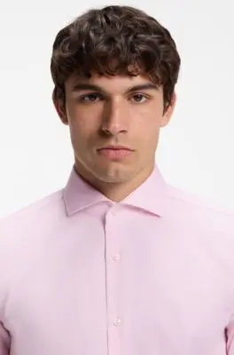 BOSS One Slim-fit Shirt In Wrinkle-resistant Oxford Cotton - Pink