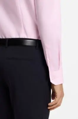 BOSS One Slim-fit Shirt In Wrinkle-resistant Oxford Cotton - Pink