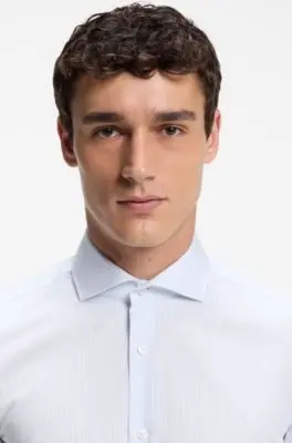 BOSS Slim-fit Shirt In Wrinkle-free Cotton - Light Blue