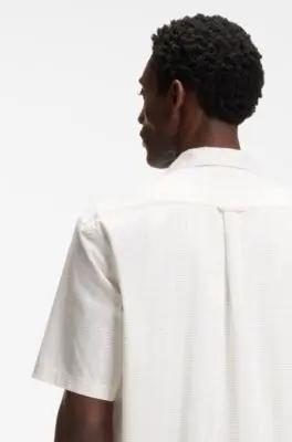 BOSS Relaxed-fit Camp-collar Shirt In Stretch Cotton Poplin - White