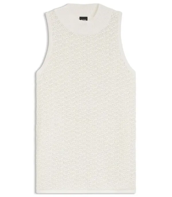 BOSS Sleeveless Knit Top With Micro-lace Structure