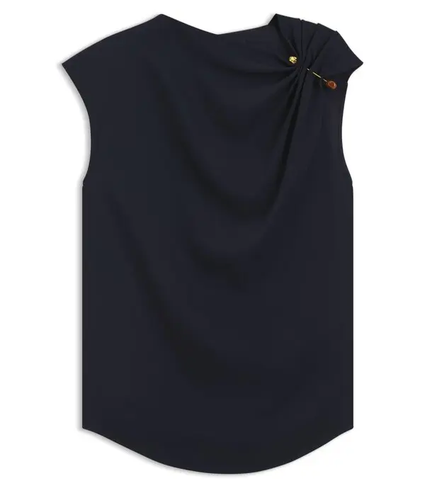 BOSS Sleeveless Crepe Blouse With Metal Pin Detail