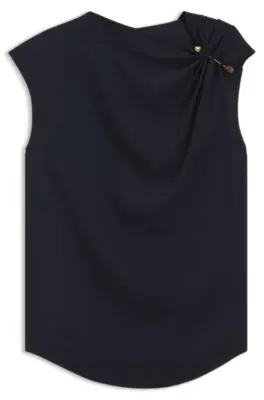 BOSS Sleeveless Crepe Blouse With Metal Pin Detail