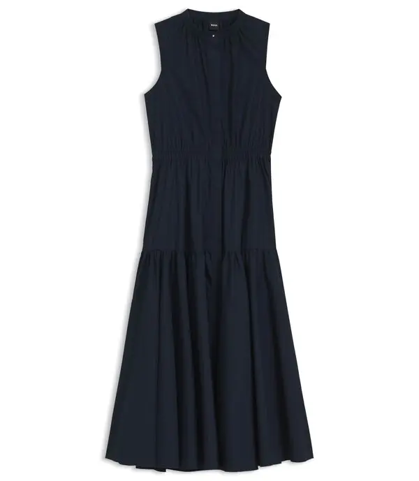 BOSS Sleeveless Cotton Poplin Dress With Elasticated Waistband
