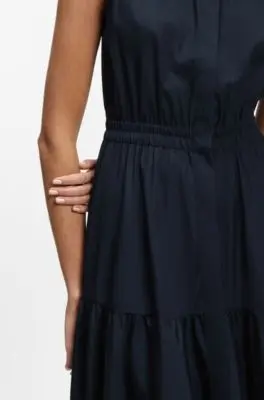 BOSS Sleeveless Cotton Poplin Dress With Elasticated Waistband
