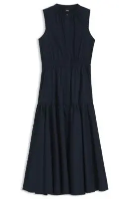 BOSS Sleeveless Cotton Poplin Dress With Elasticated Waistband