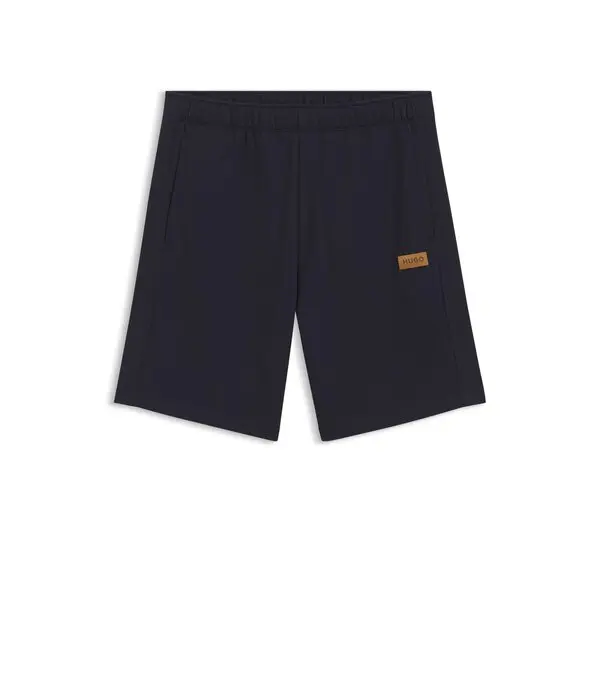 Hugo Cotton French-terry Regular-fit Shorts With Suede Logo Badge