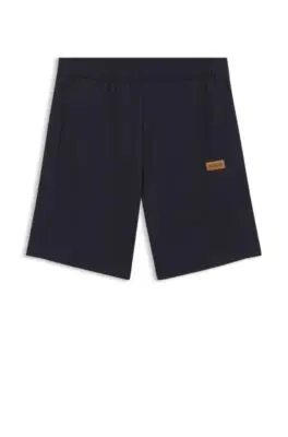 Hugo Cotton French-terry Regular-fit Shorts With Suede Logo Badge