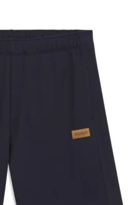 Hugo Cotton French-terry Regular-fit Shorts With Suede Logo Badge