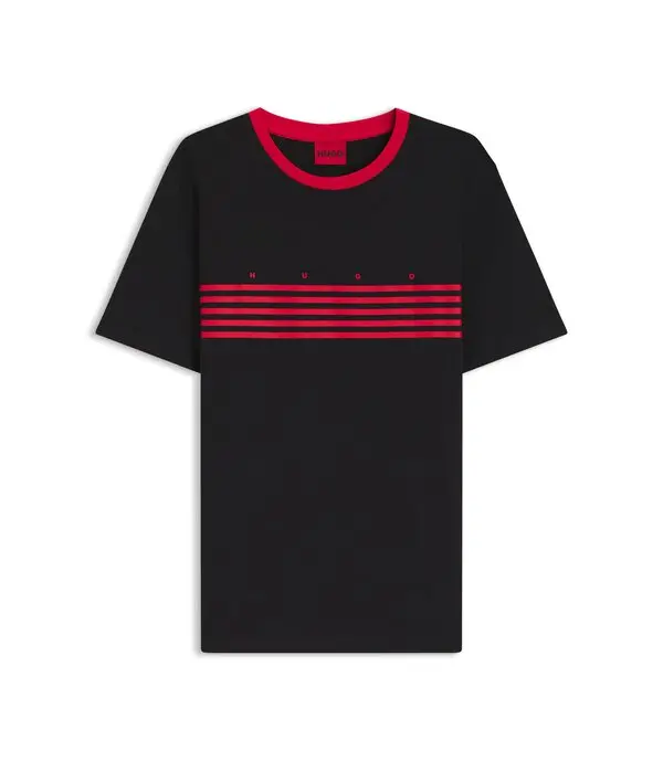 Hugo Cotton T-shirt With Printed Stripes