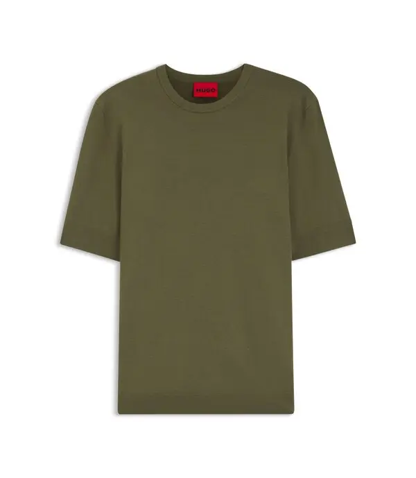 Hugo Ribbed Knit Sweater With Embroidered Logo