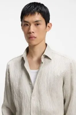 Hugo Modern-fit Shirt In Striped Seersucker