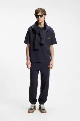 Hugo Cotton-terry Sweatpants With Logo Badge