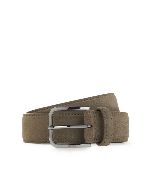 BOSS Leather Business Belt With Gunmetal Buckle - Dark Green