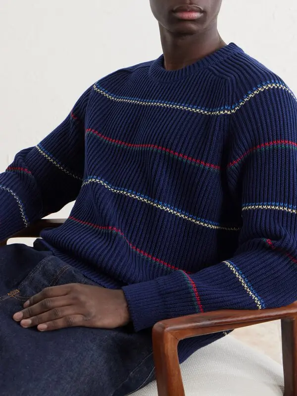 NOAH Ribbed Cotton Striped Sweater