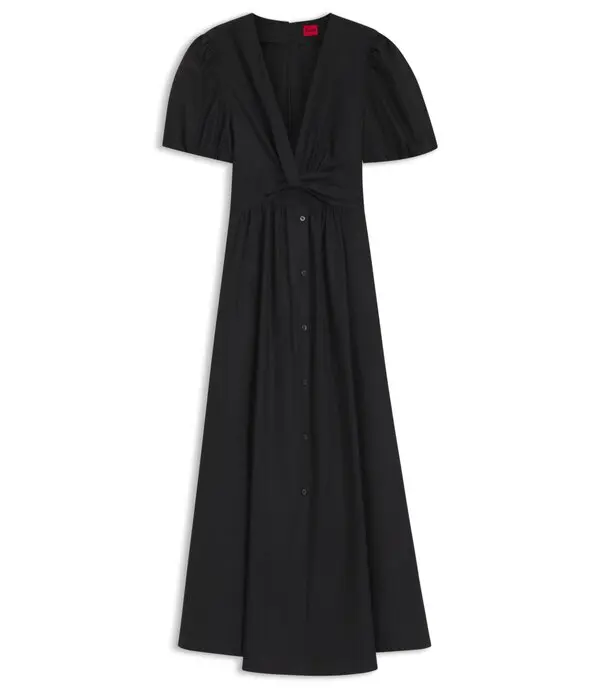 Hugo Maxi Dress With Twist Front And Balloon Sleeves