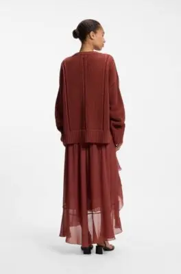 BOSS Cotton Mesh Structure Sweater With Contrast Lacing