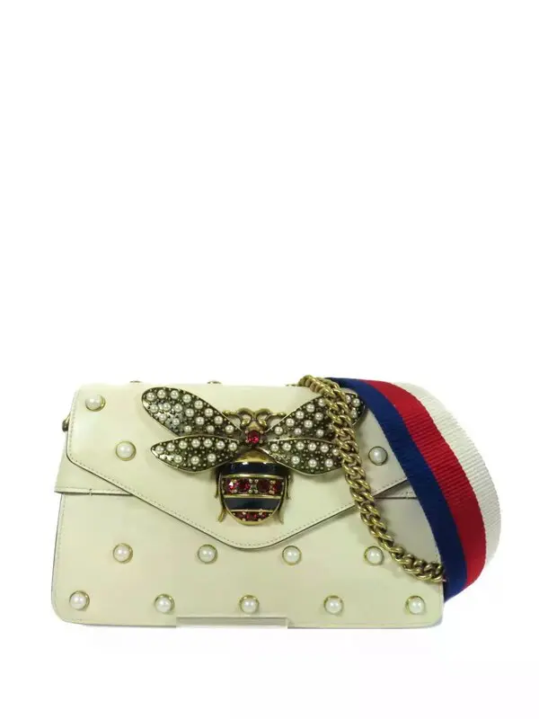 Gucci Broadway Pearl Bee Shoulder Bag - Neutrals