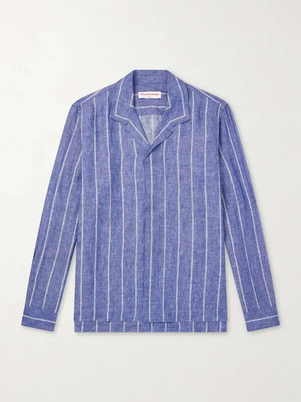 Orlebar Brown Sylvan Striped Linen Shirt - Blue