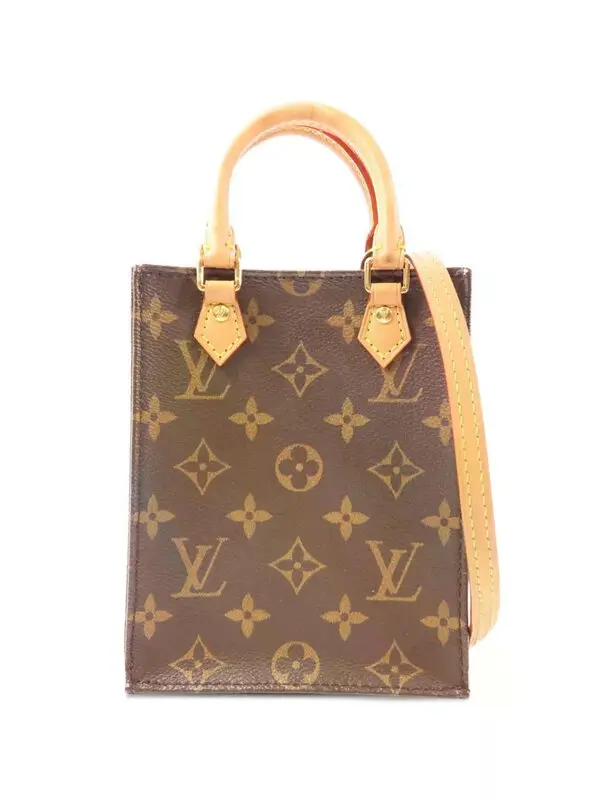 LOUIS VUITTON Petit Sac Plat Monogram Tote Bag - Brown